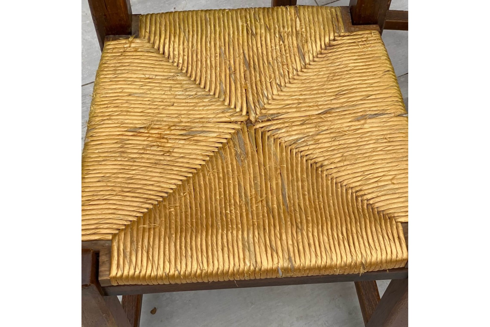 Ensemble de 6 chaises en paille et bois massif, 1950